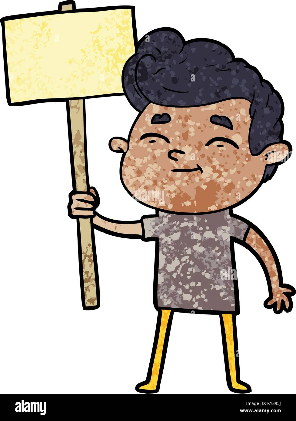 happy cartoon man with sign Stock Vector Image & Art - Alamy