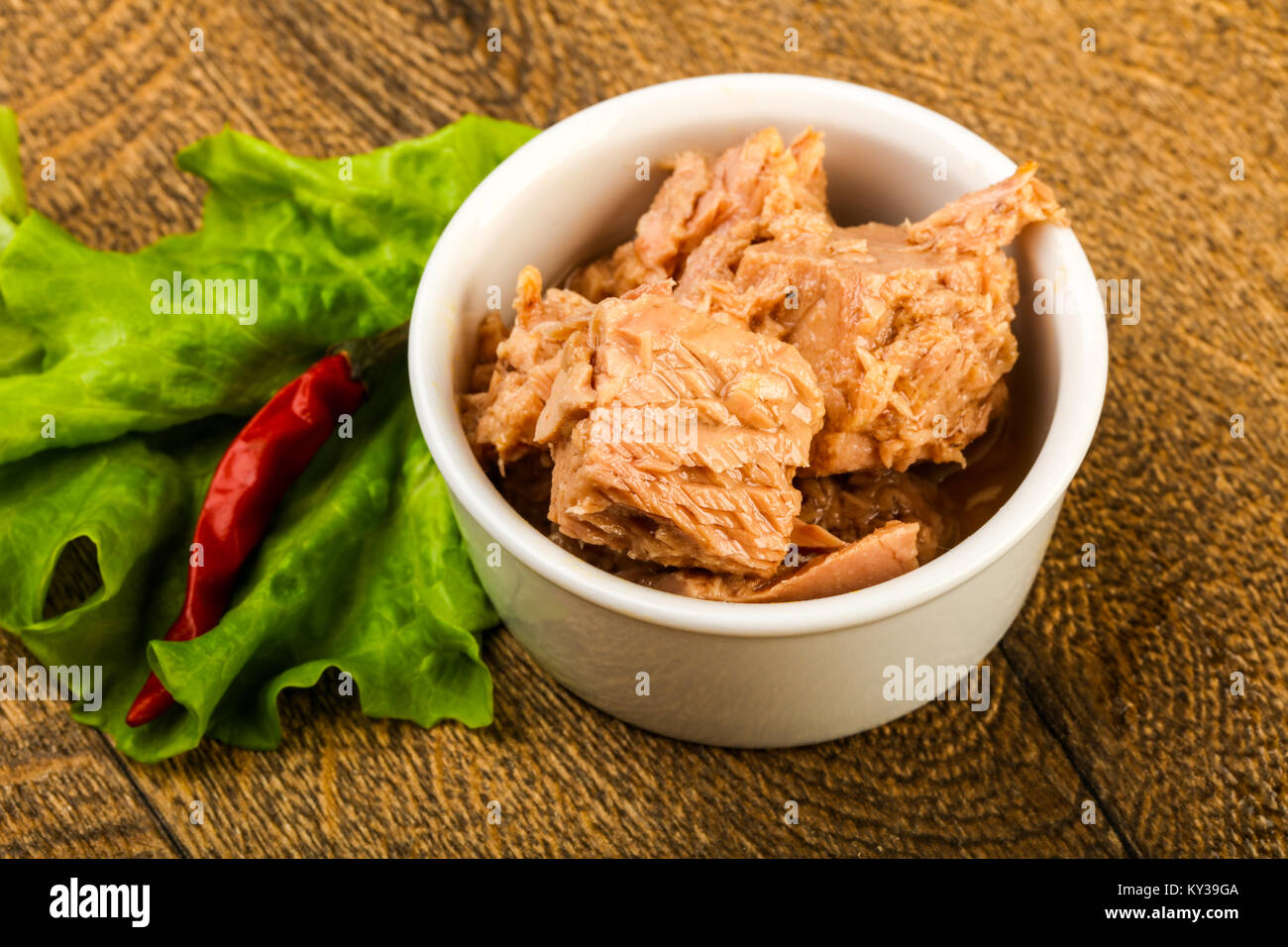 Canned tuna fish in the bowl ready for cooking Stock Photo - Alamy