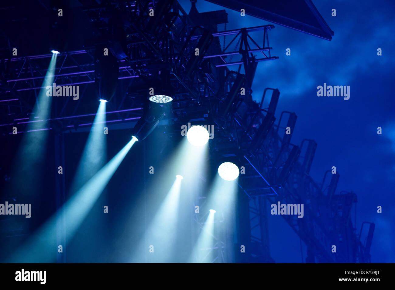 Blue stage lights during a rock concert Stock Photo - Alamy