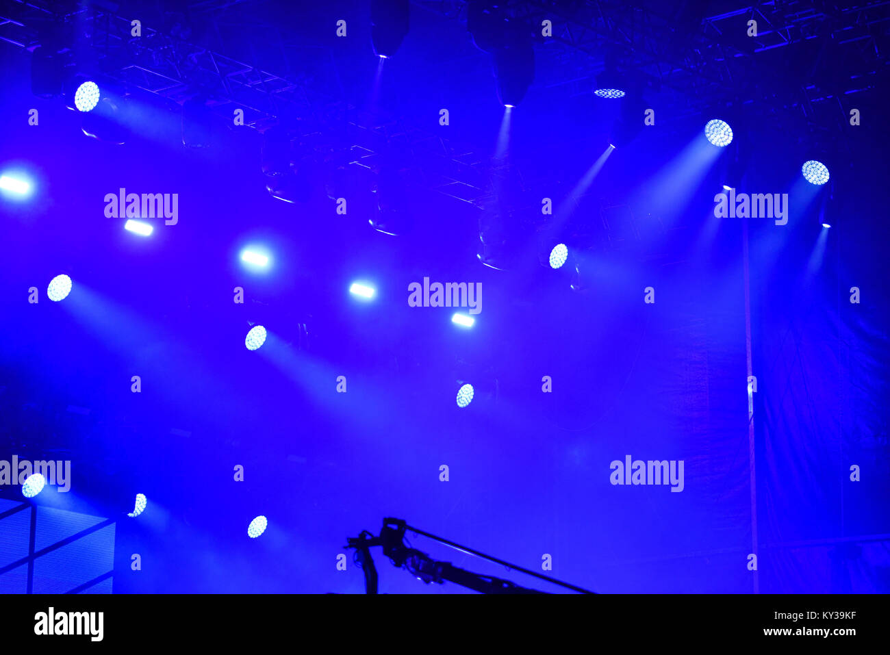 Blue stage lights during a rock concert Stock Photo - Alamy