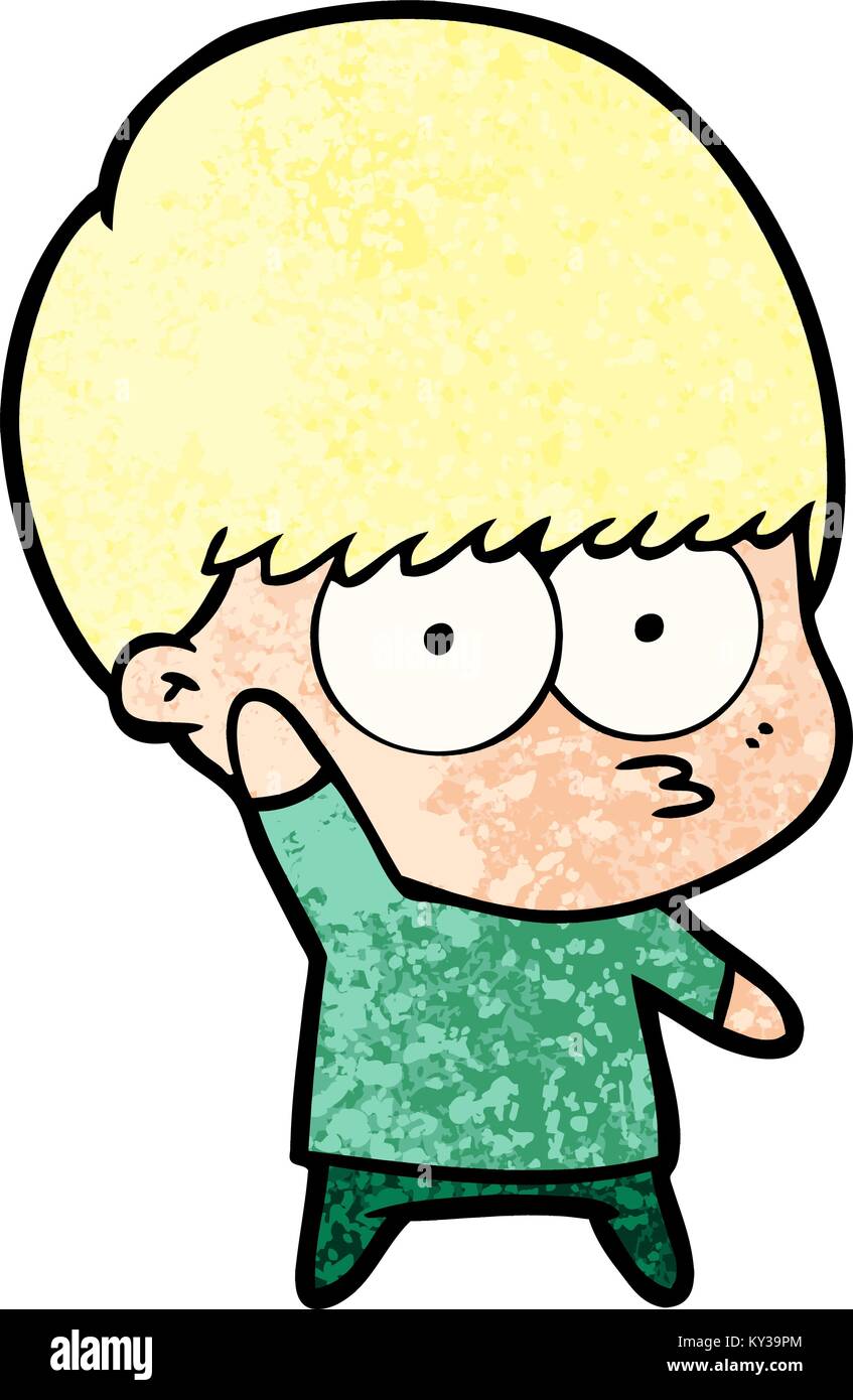 nervous cartoon boy waving Stock Vector Image & Art - Alamy