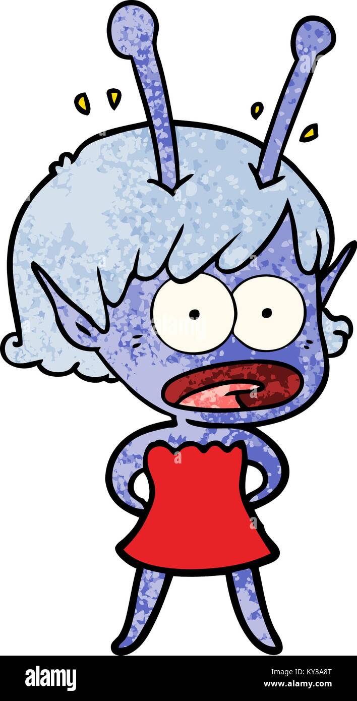 cartoon shocked alien girl Stock Vector Image & Art - Alamy