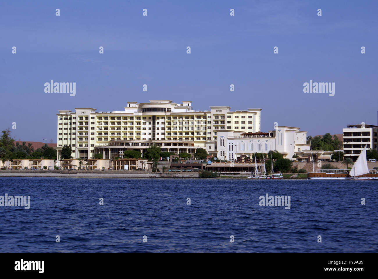 Big building of hotel in Aswan, Egypt Stock Photo - Alamy