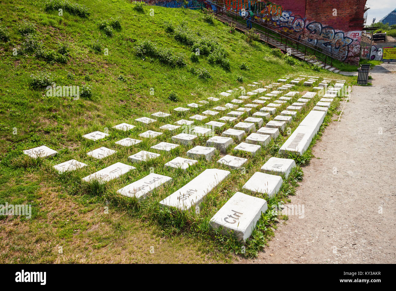 YEKATERINBURG, RUSSIA - JULY 02, 2016: Keyboard monument is an outdoor ...