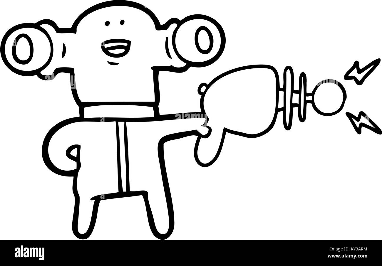 friendly cartoon alien with ray gun Stock Vector Image & Art - Alamy