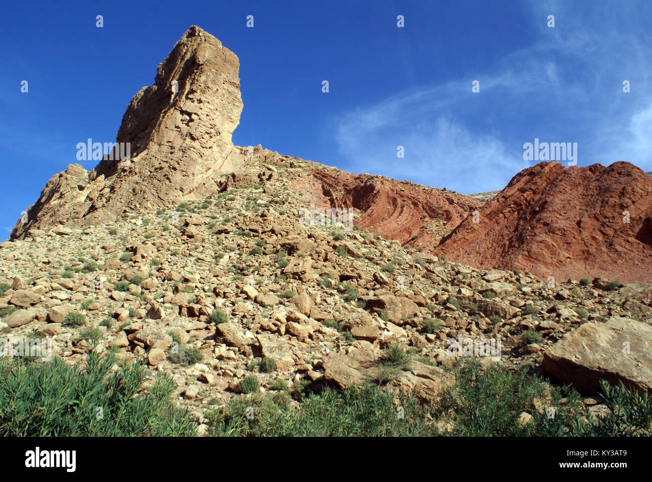 Canyon and blue sky in mountain, Morocco Stock Photo - Alamy