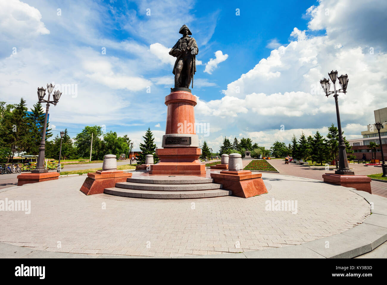 KRASNOYARSK, RUSSIA - JULY 05, 2016: Nikolai Rezanov Monument on the ...
