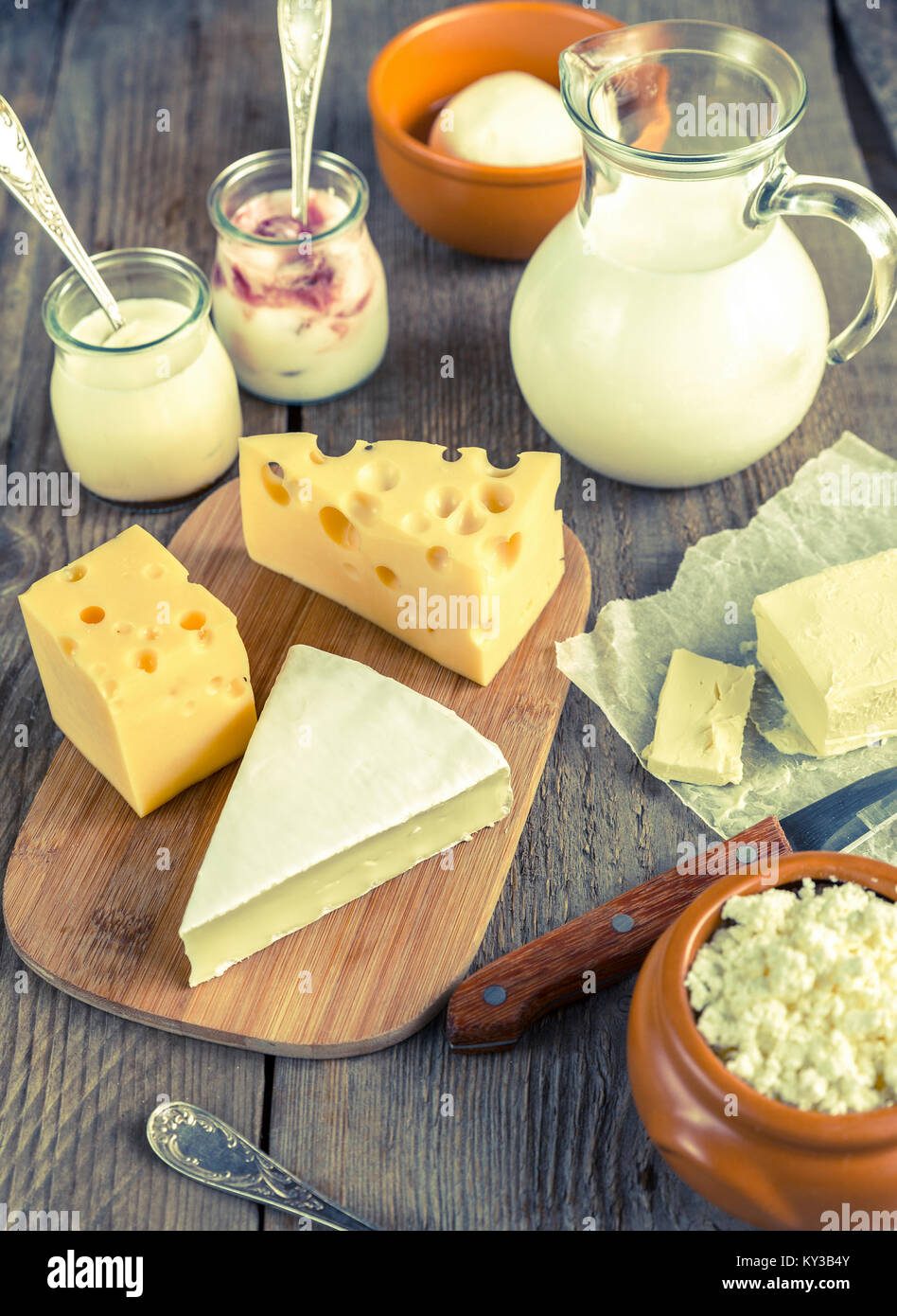 Various types of dairy products Stock Photo - Alamy