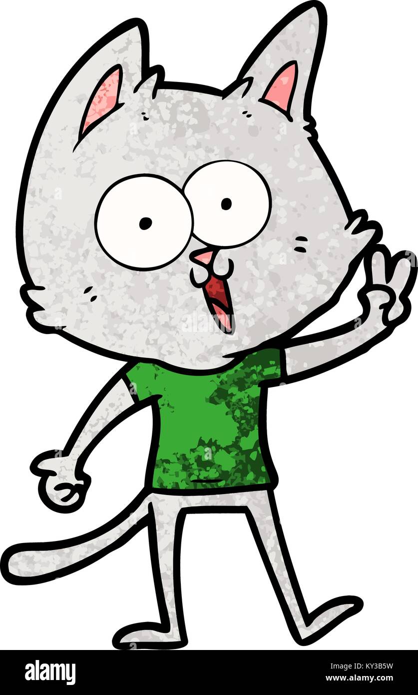 funny cartoon cat giving peace sign Stock Vector Image & Art - Alamy