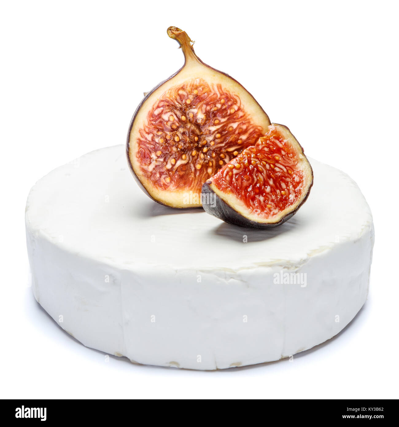 Round brie or camambert cheese on a white background Stock Photo - Alamy