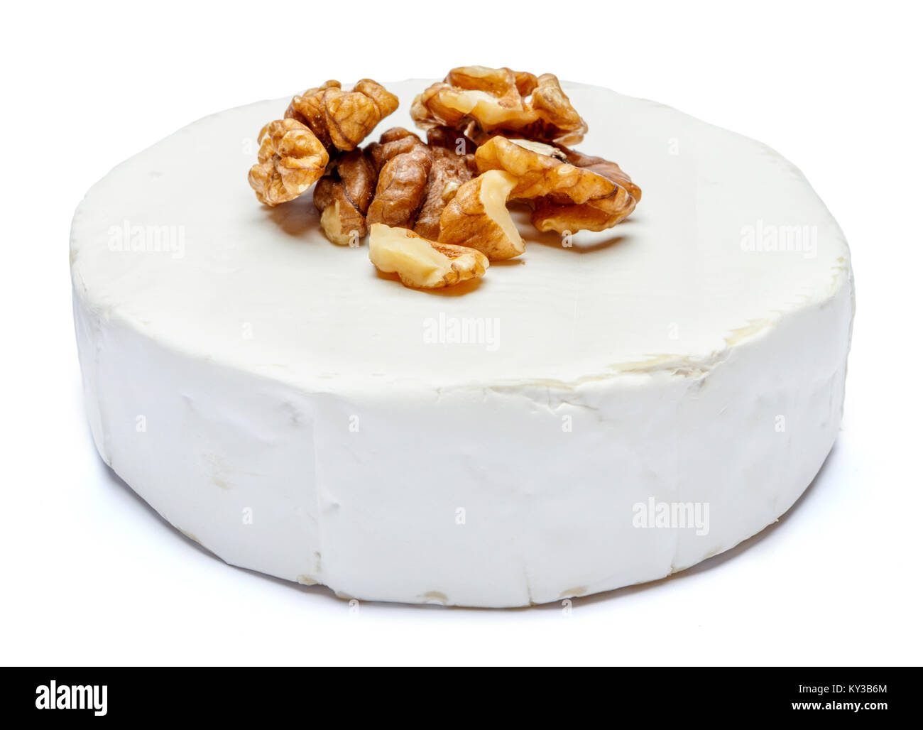 Round brie or camambert cheese on a white background Stock Photo - Alamy