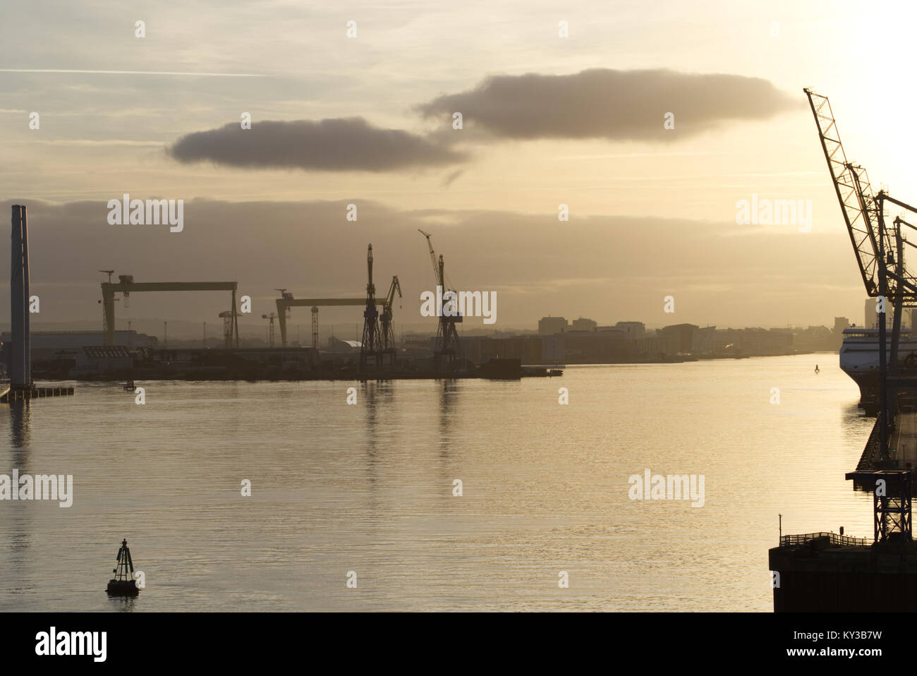 belfast heabour at sunset Stock Photo - Alamy