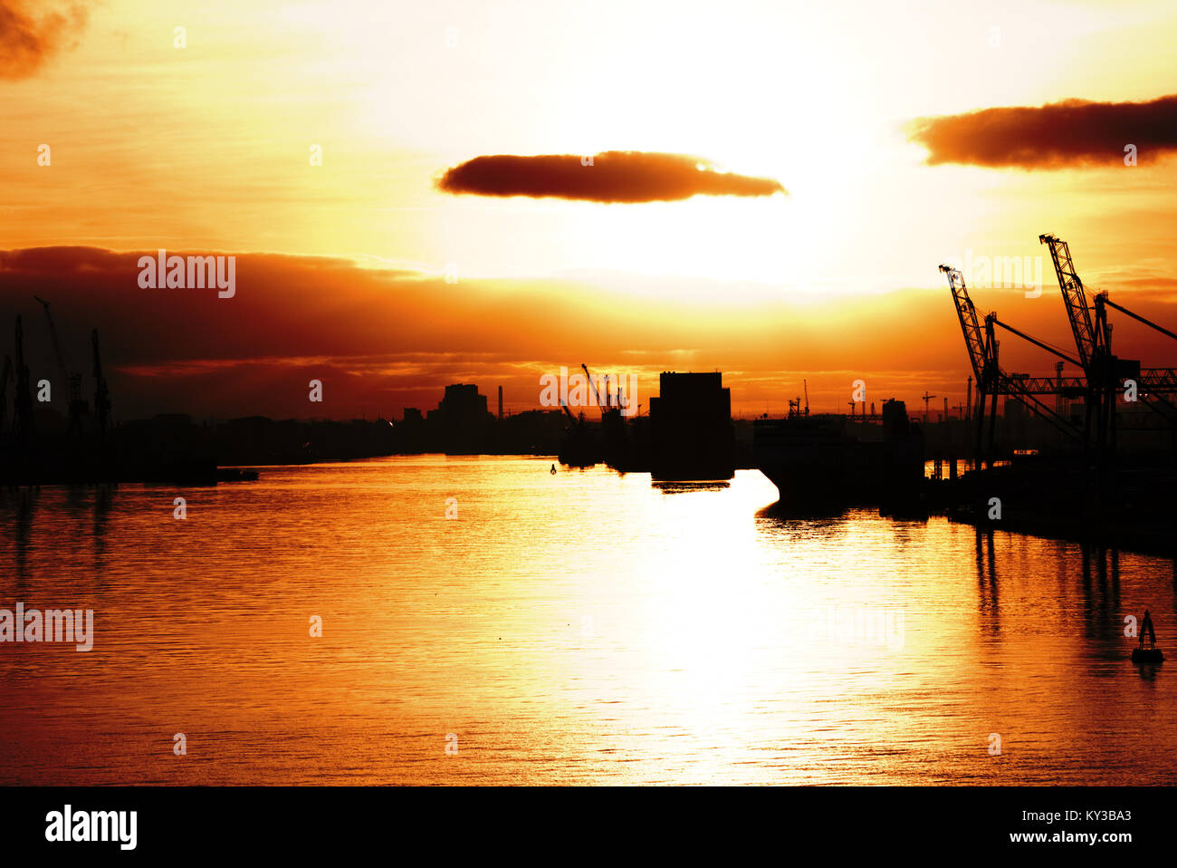 belfast heabour at sunset Stock Photo - Alamy