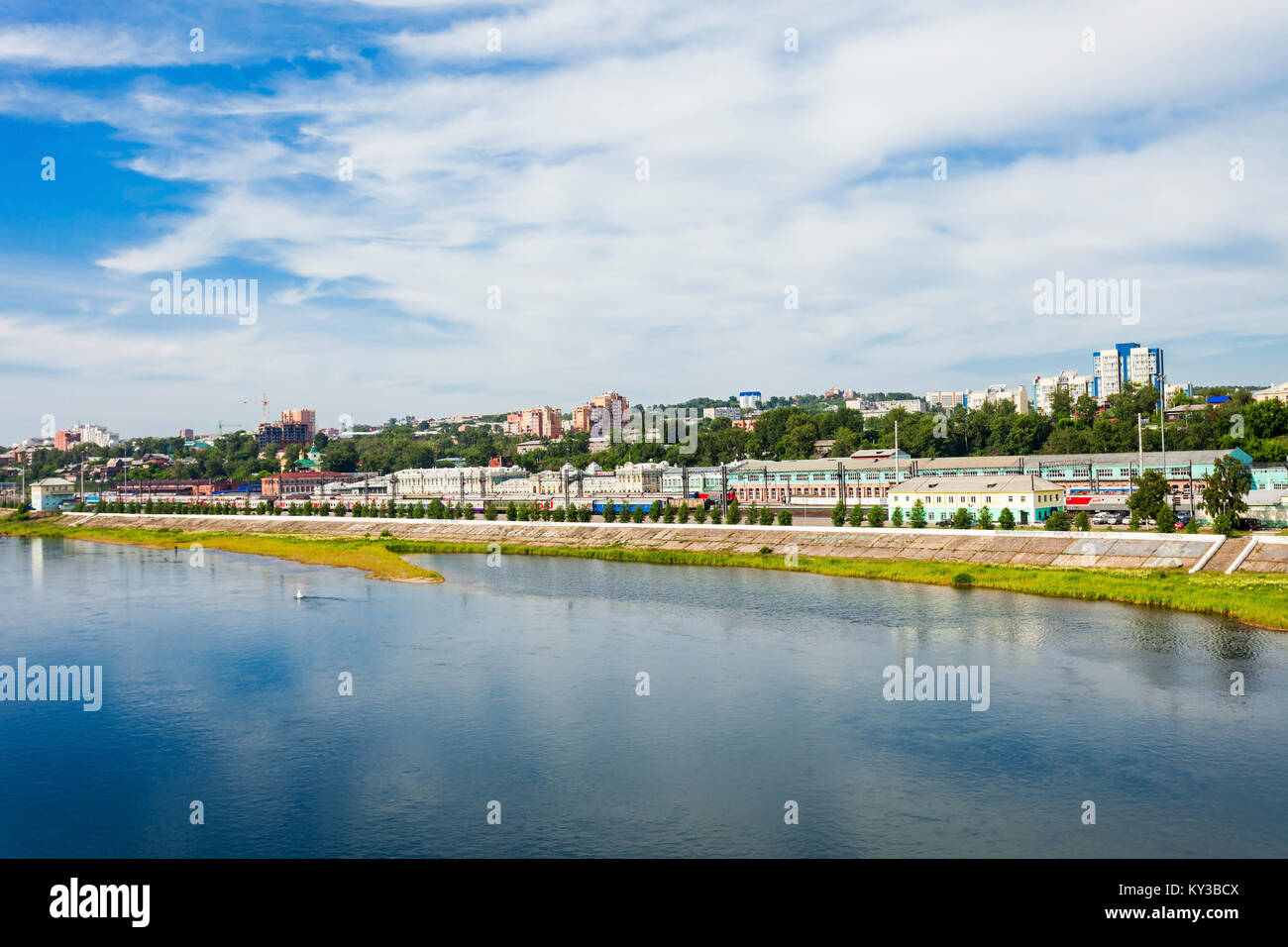 IRKUTSK, RUSSIA - JULY 07, 2016: Irkutsk Railway station ang Angara ...