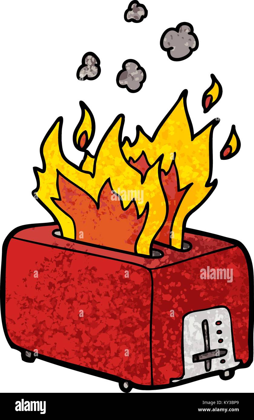 cartoon burning toaster Stock Vector Image & Art - Alamy