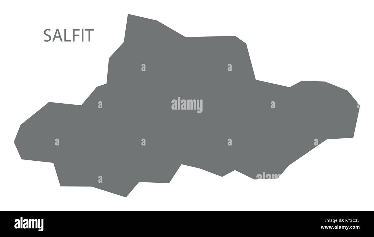 Salfit map of Palestine grey illustration silhouette shape Stock Vector ...