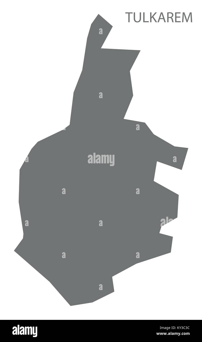 Tulkarem map of Palestine grey illustration silhouette shape Stock ...