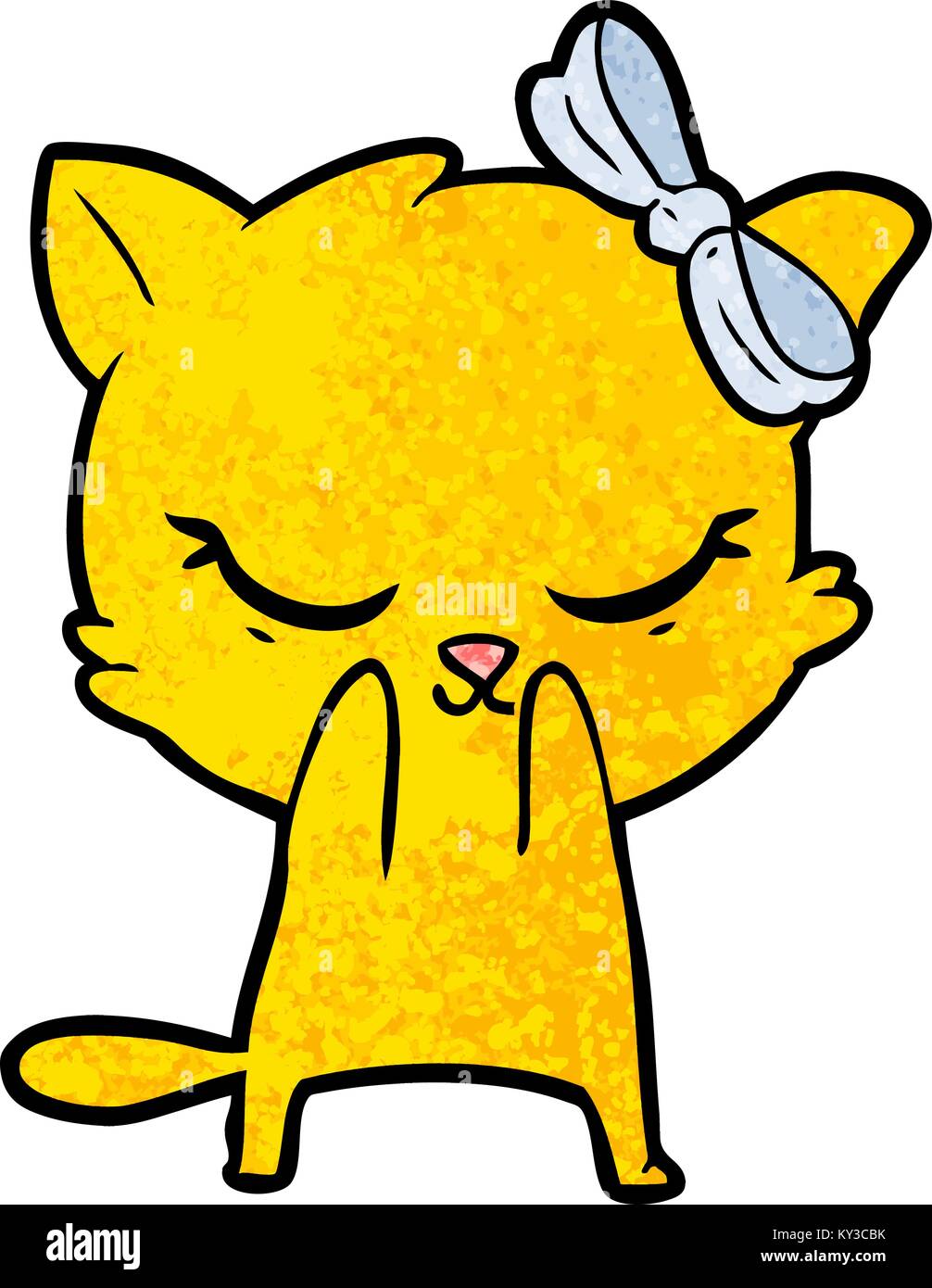 cute cartoon cat with bow Stock Vector Image & Art - Alamy
