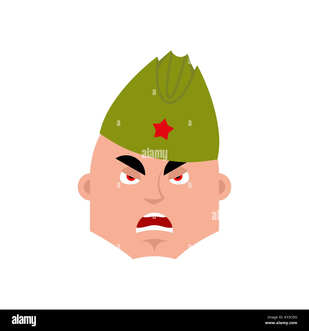 Soviet soldier angry emoji. Retro Russian warrior evil emotions avatar ...