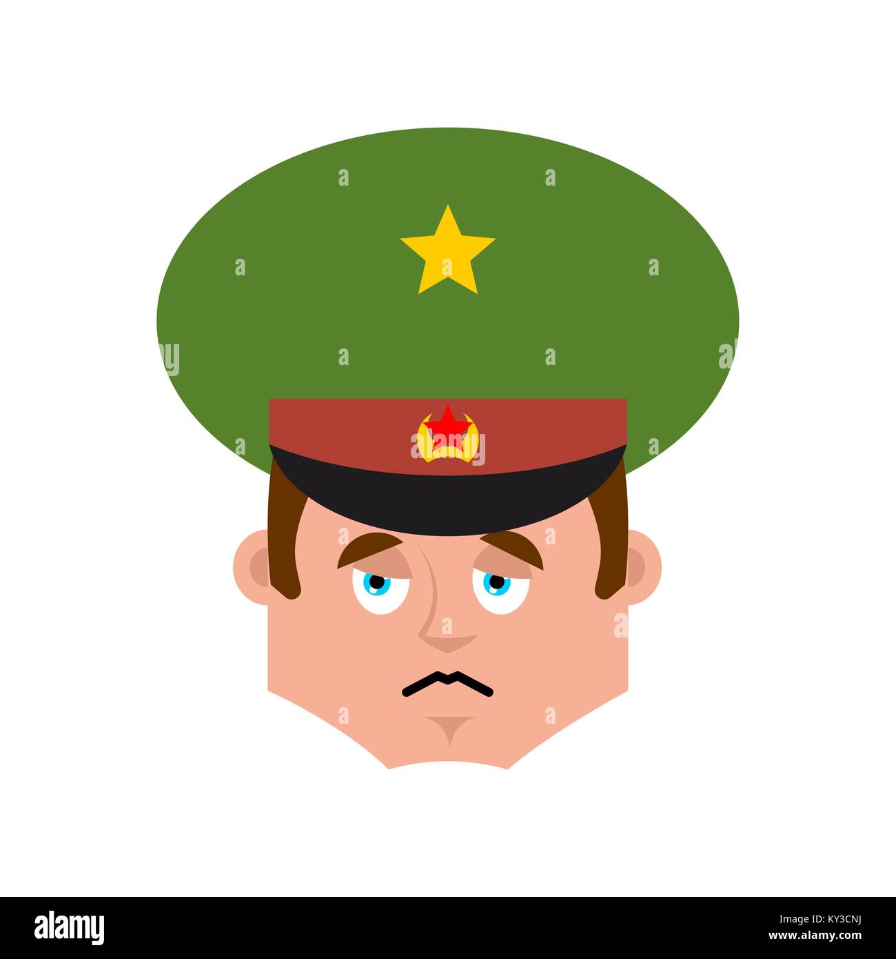 Russian Officer sad emoji. Soldier sorrowful emotion avatar. Dull ...