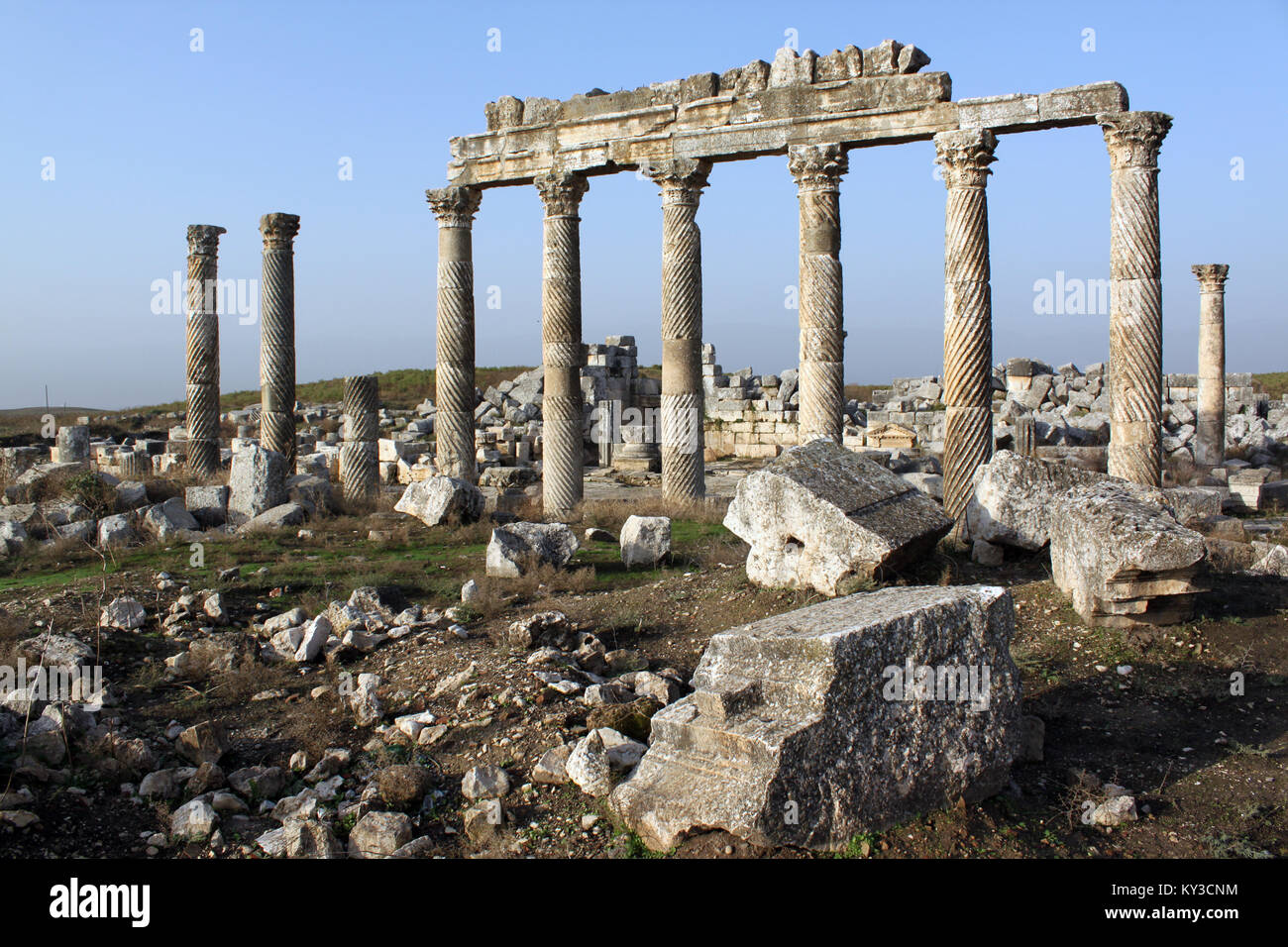 Marble columns and ruina in old Apamea, Syria Stock Photo - Alamy