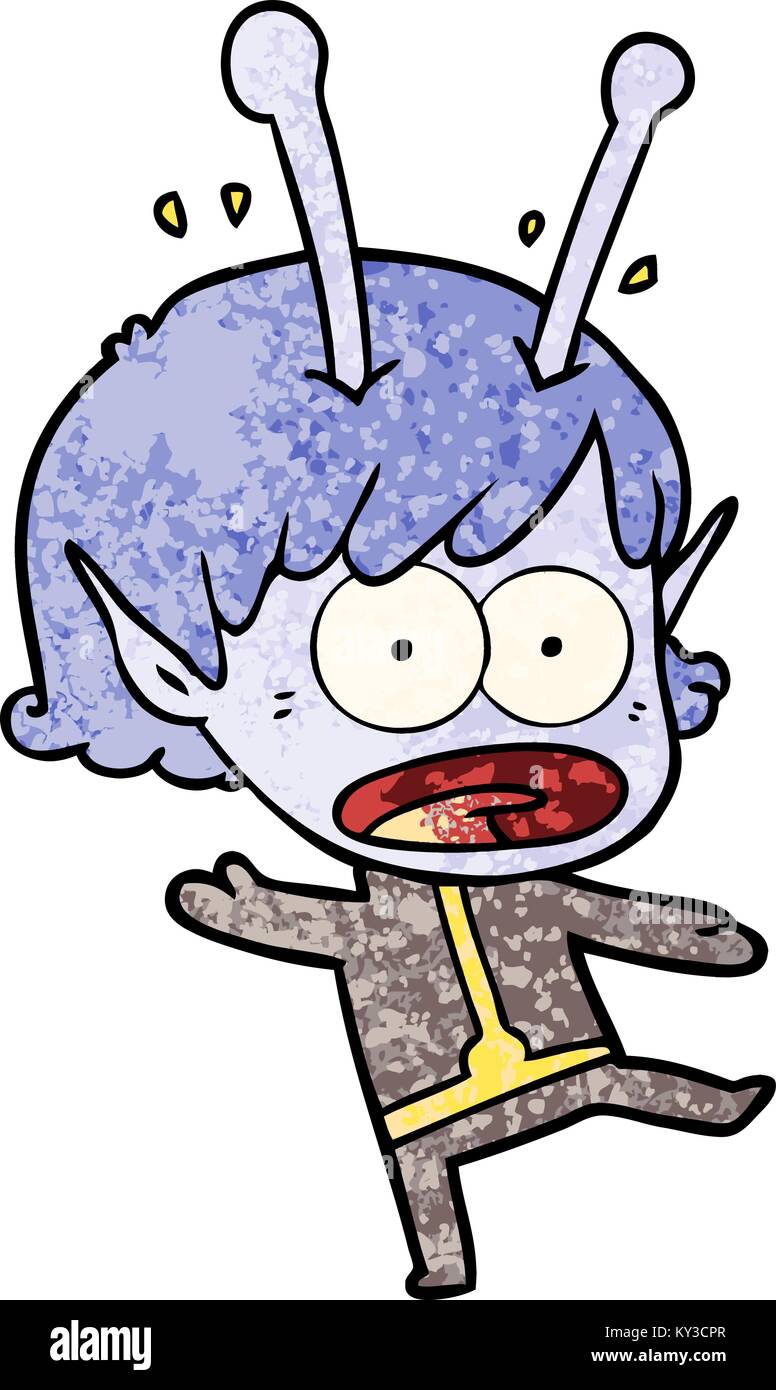 cartoon shocked alien girl Stock Vector Image & Art - Alamy