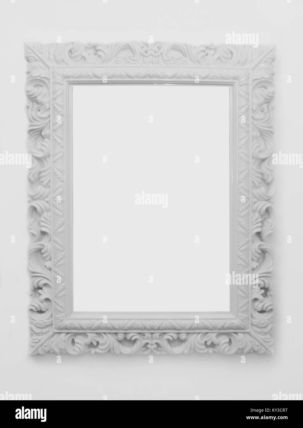Vintage classical white frame on white Stock Photo - Alamy