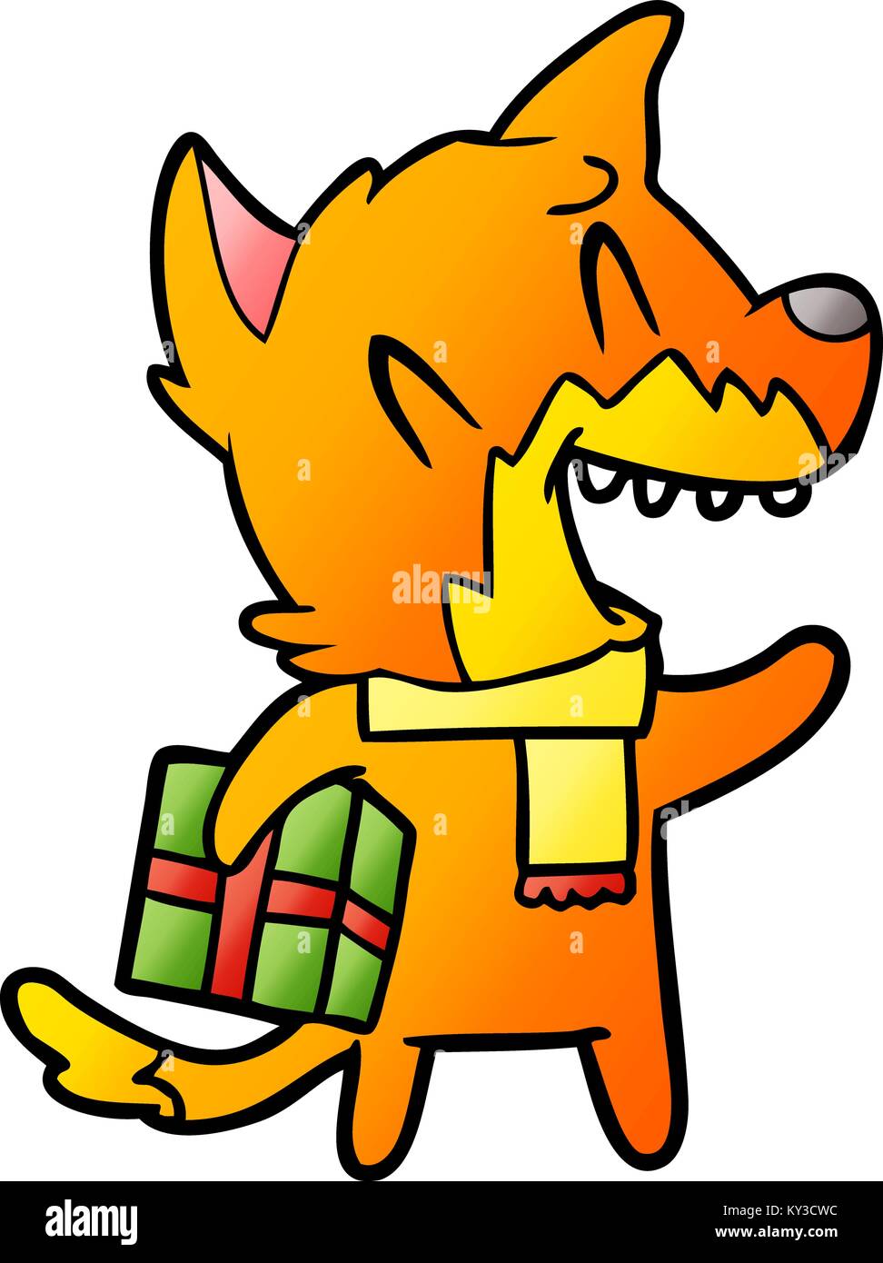 fox cartoon character with present Stock Vector Image & Art - Alamy