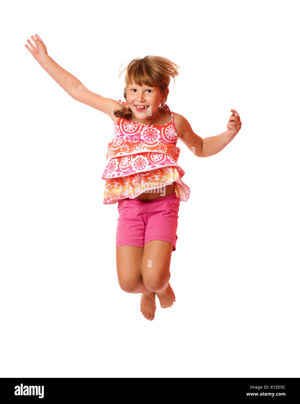 Happy excited Jumping girl isolated on white Stock Photo - Alamy