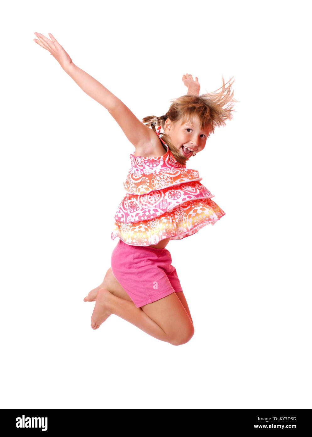 Happy excited Jumping girl isolated on white Stock Photo - Alamy