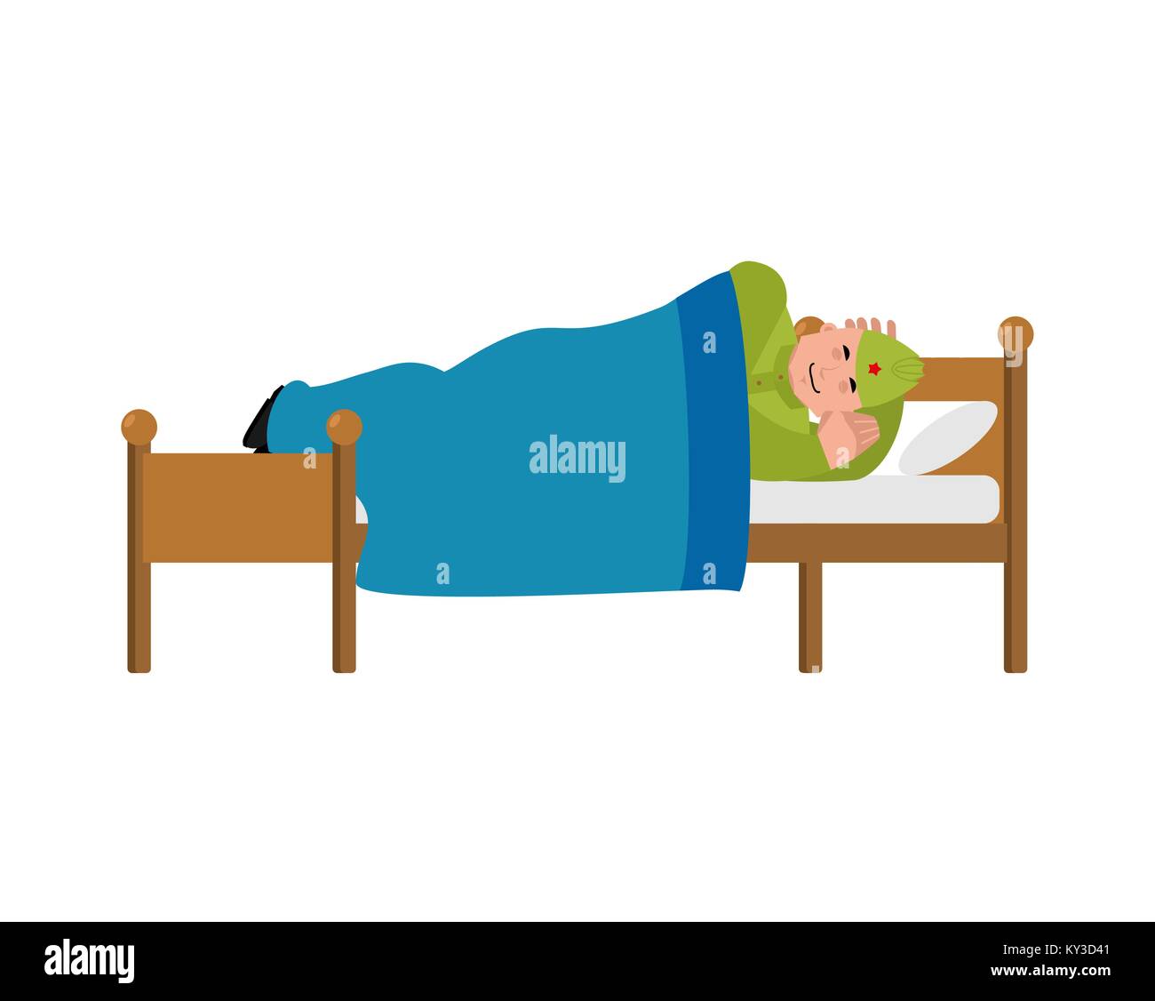Soviet soldier sleeping on bed. Retro Russian warrior asleep. dormant ...
