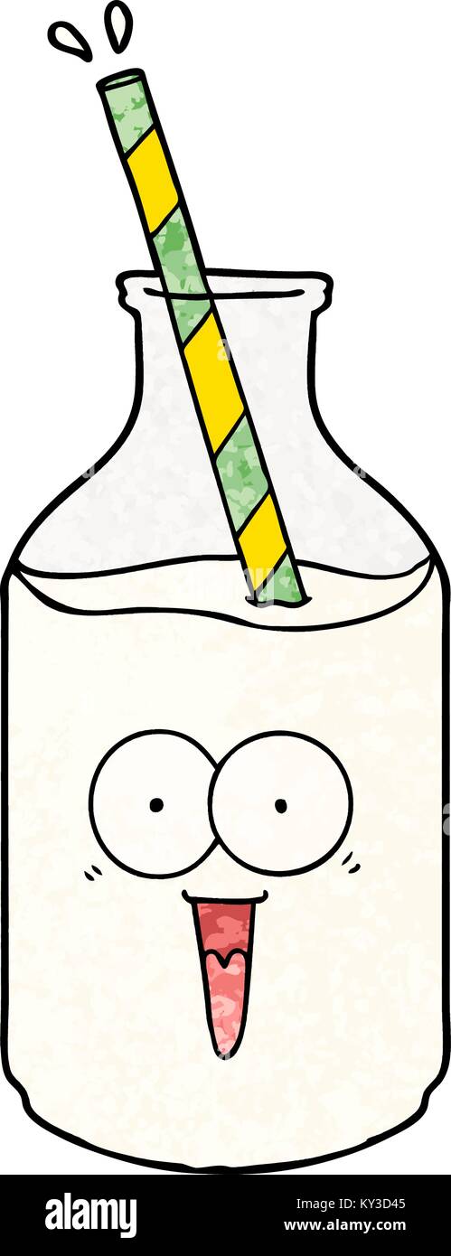 happy carton milk bottle with straw Stock Vector Image & Art - Alamy