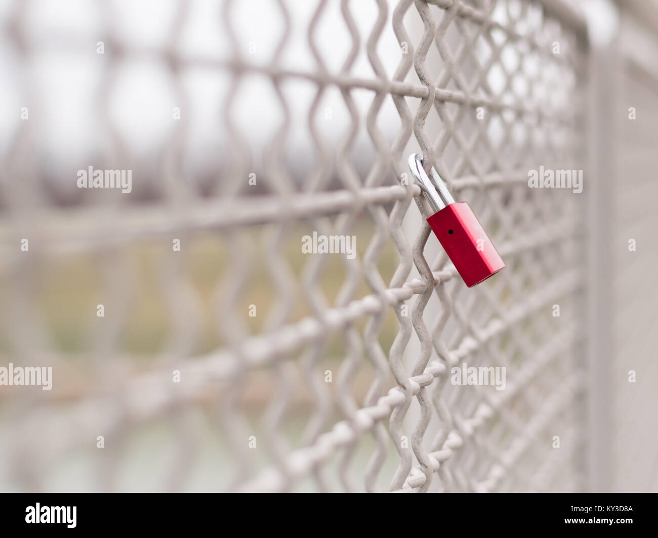 A red love padlock locked to a bridge, Vienna Austria Stock Photo - Alamy