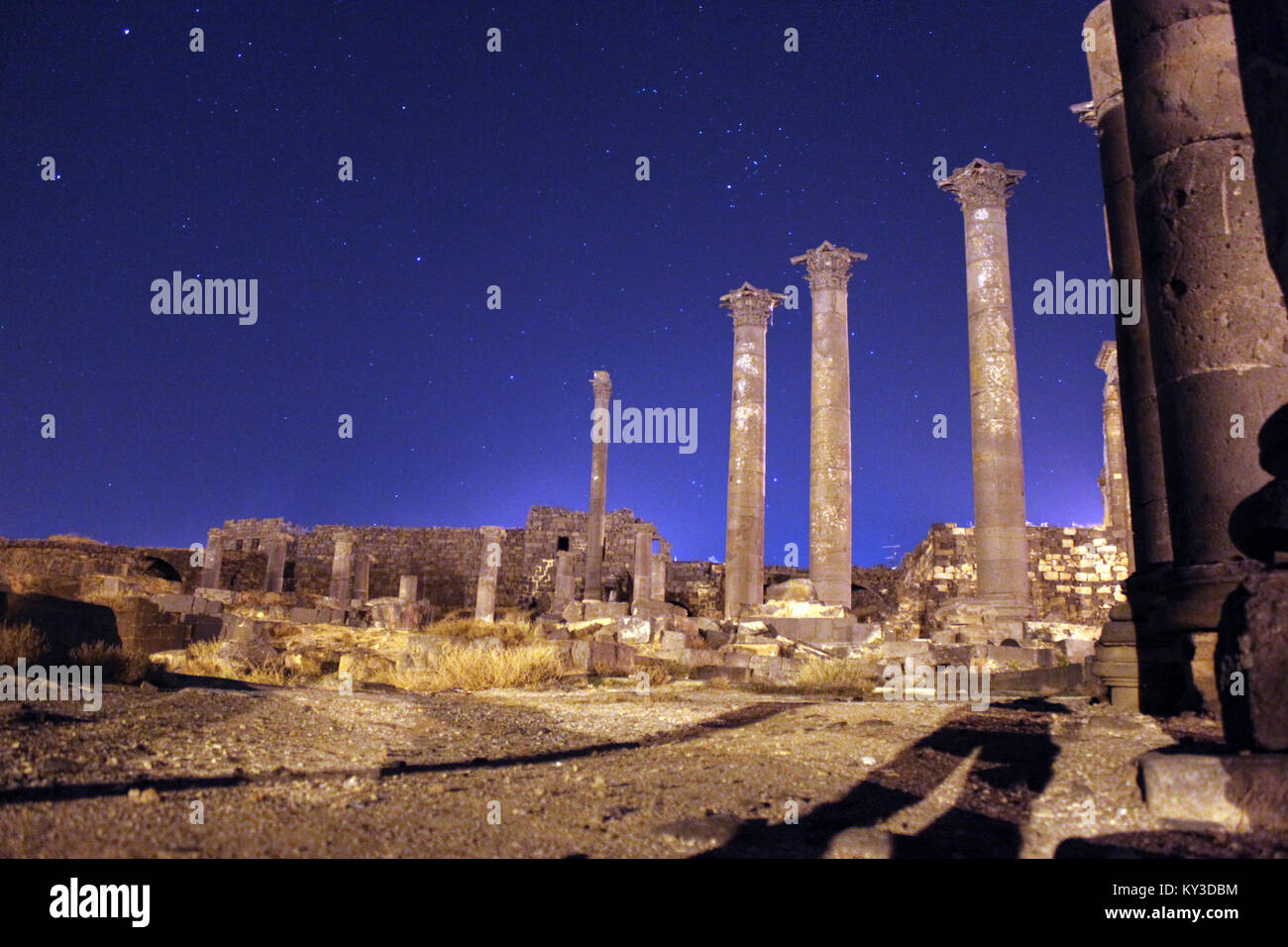 Night, star and ruins in Old Bosra, Syria Stock Photo - Alamy