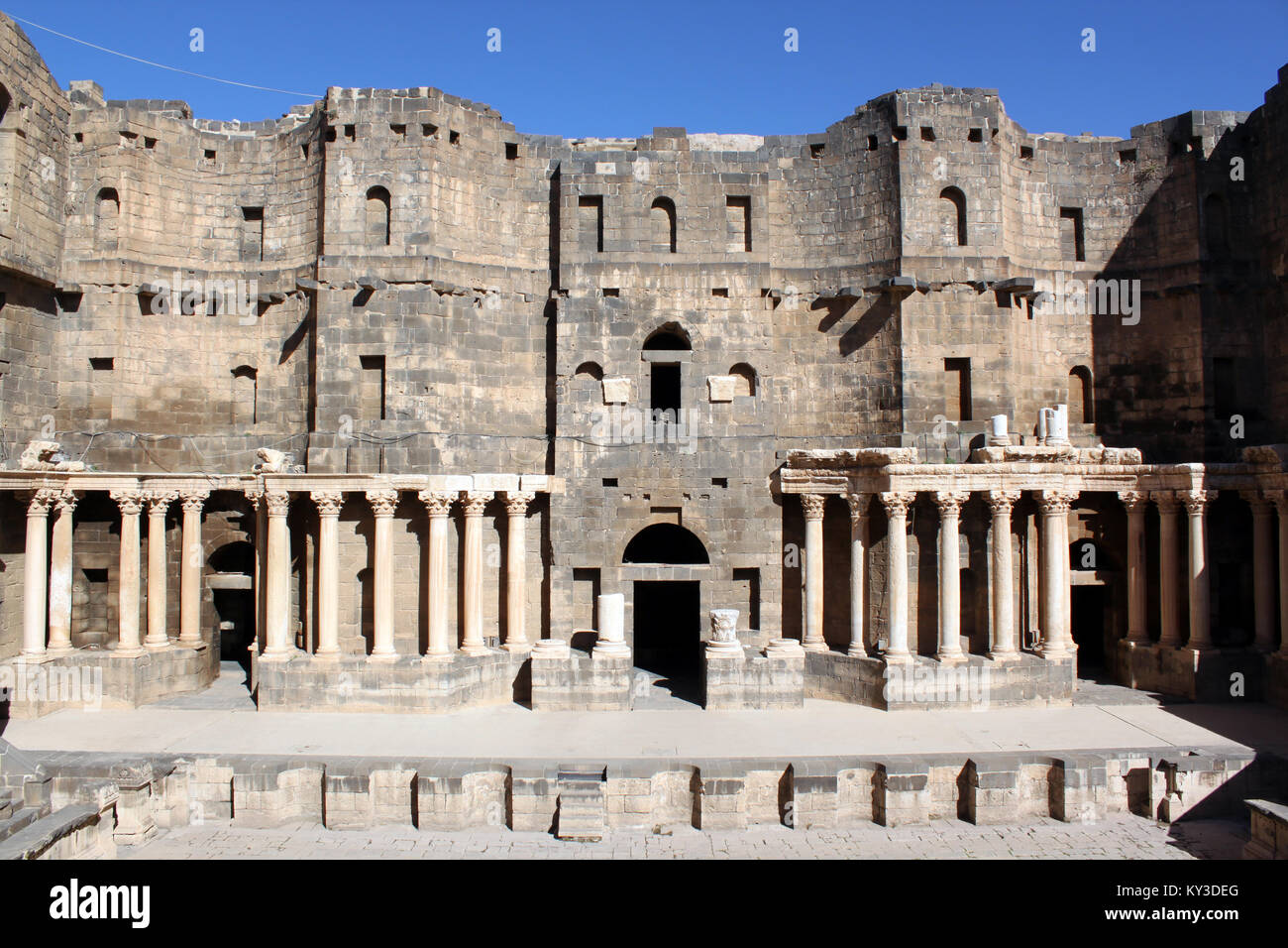Stage of roman theater in Bosra, Syria Stock Photo - Alamy