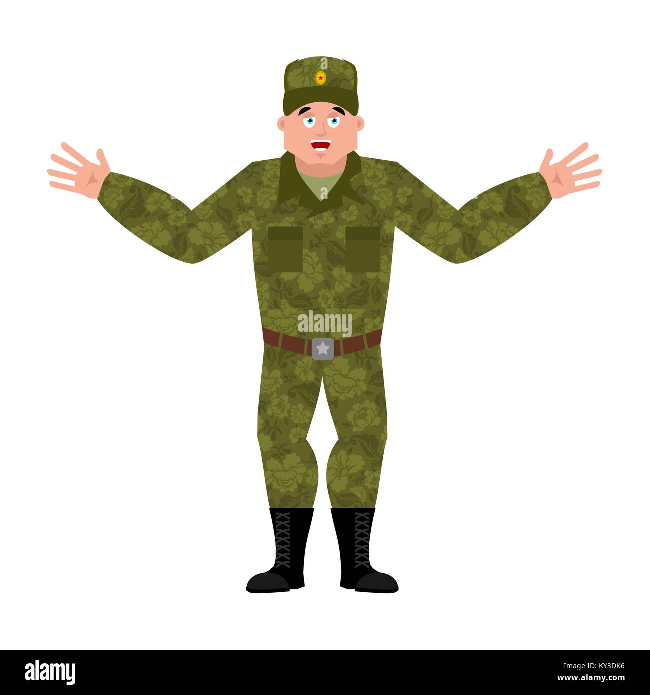 Russian soldier happy. Warrior merry. Joyful Military in Russia ...