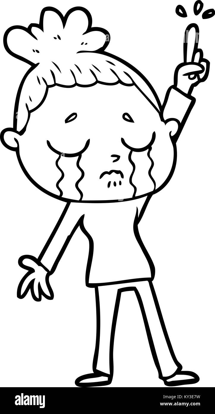 cartoon crying woman raising hand Stock Vector Image & Art - Alamy