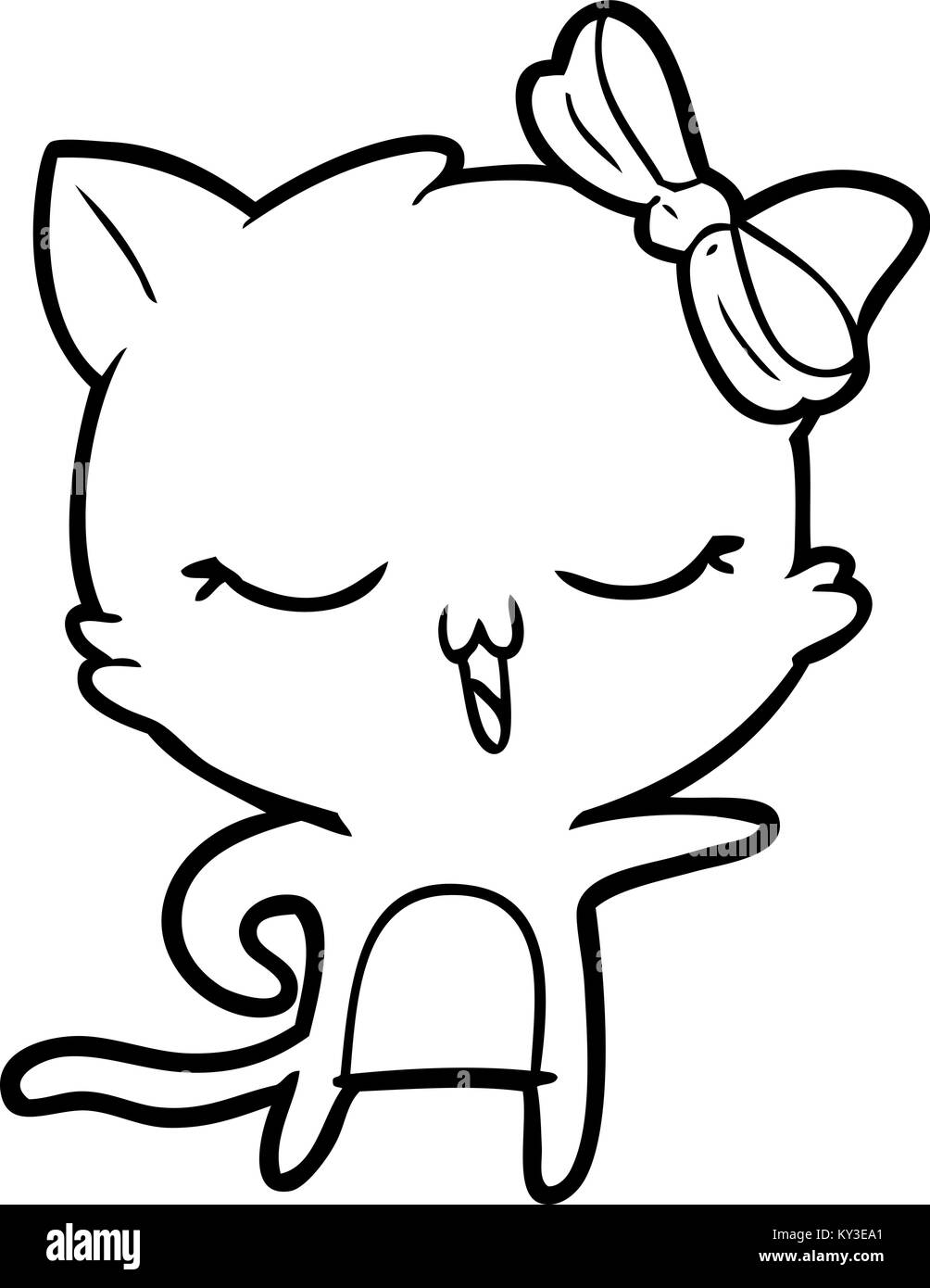 cartoon cat with bow on head Stock Vector Image & Art - Alamy