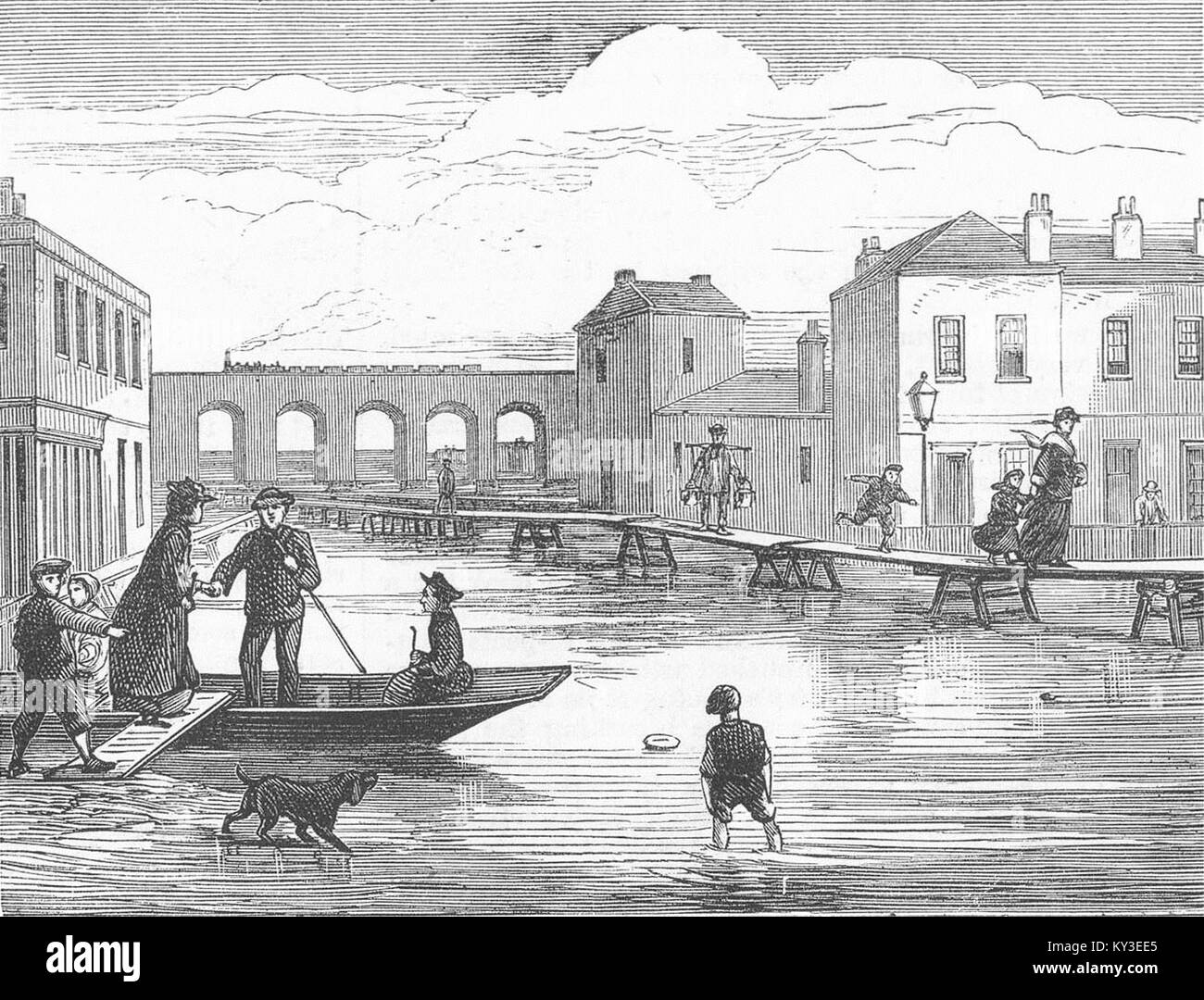 TOWNS Temporary bridges 1875. Illustrated London News Stock Photo - Alamy