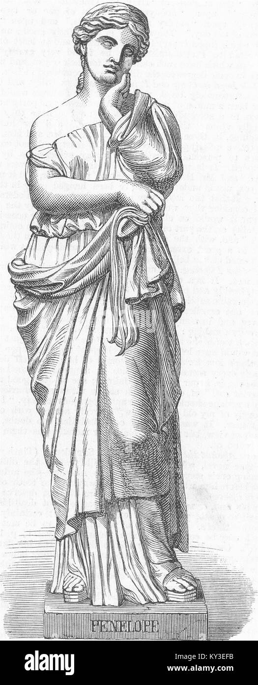 CLASSICS Penelope awaiting Ulysses, marble statue 1865. Illustrated ...