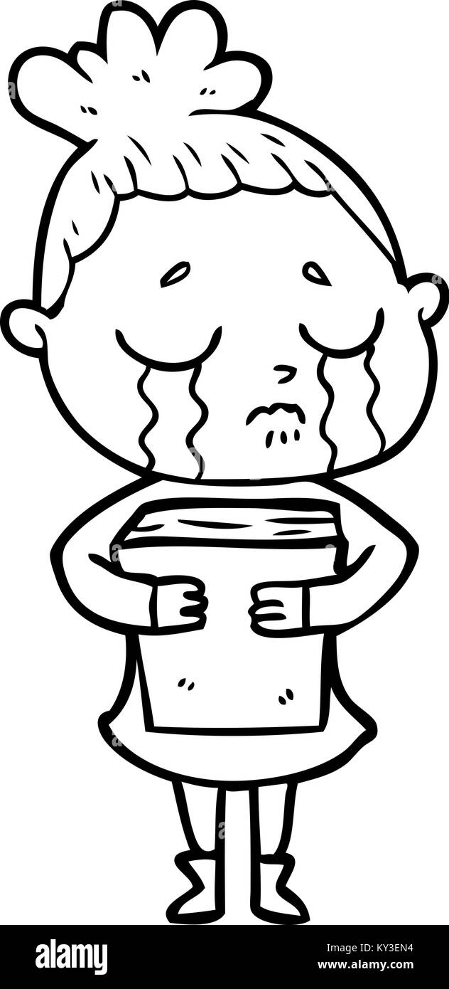 cartoon crying woman holding book Stock Vector Image & Art - Alamy