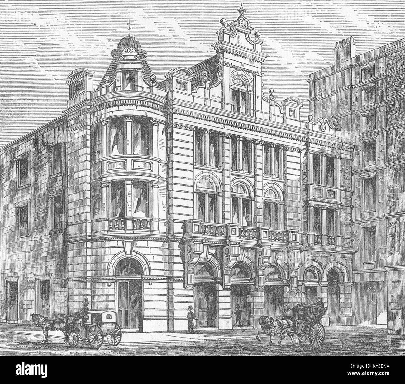 SAVOIE THEATRE New, front towards Thames Embankment 1881. Illustrated ...