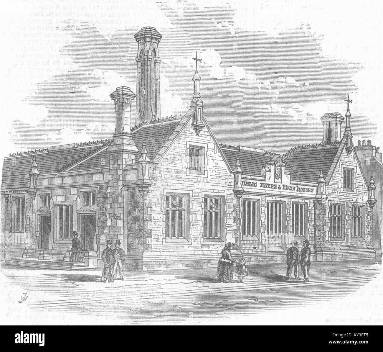LANCS Gregson baths & washhouses, Lancaster 1863. Illustrated London ...
