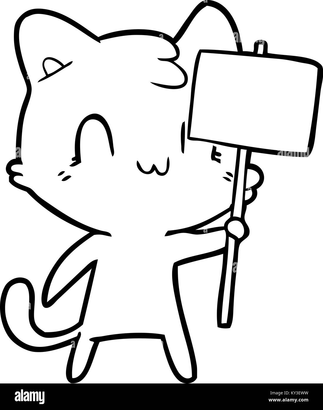 cartoon happy cat with blank sign Stock Vector Image & Art - Alamy