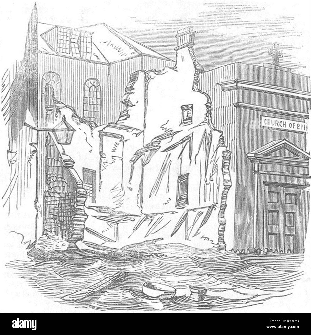 IRELAND Ruins of fallen house, Fishamble Lane, Cork 1853. Illustrated ...