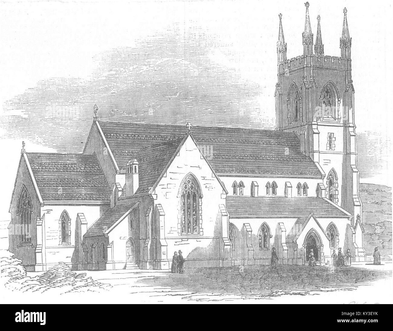 YORKS Christ Church, Pitsmoor, Sheffield 1850. Illustrated London News ...
