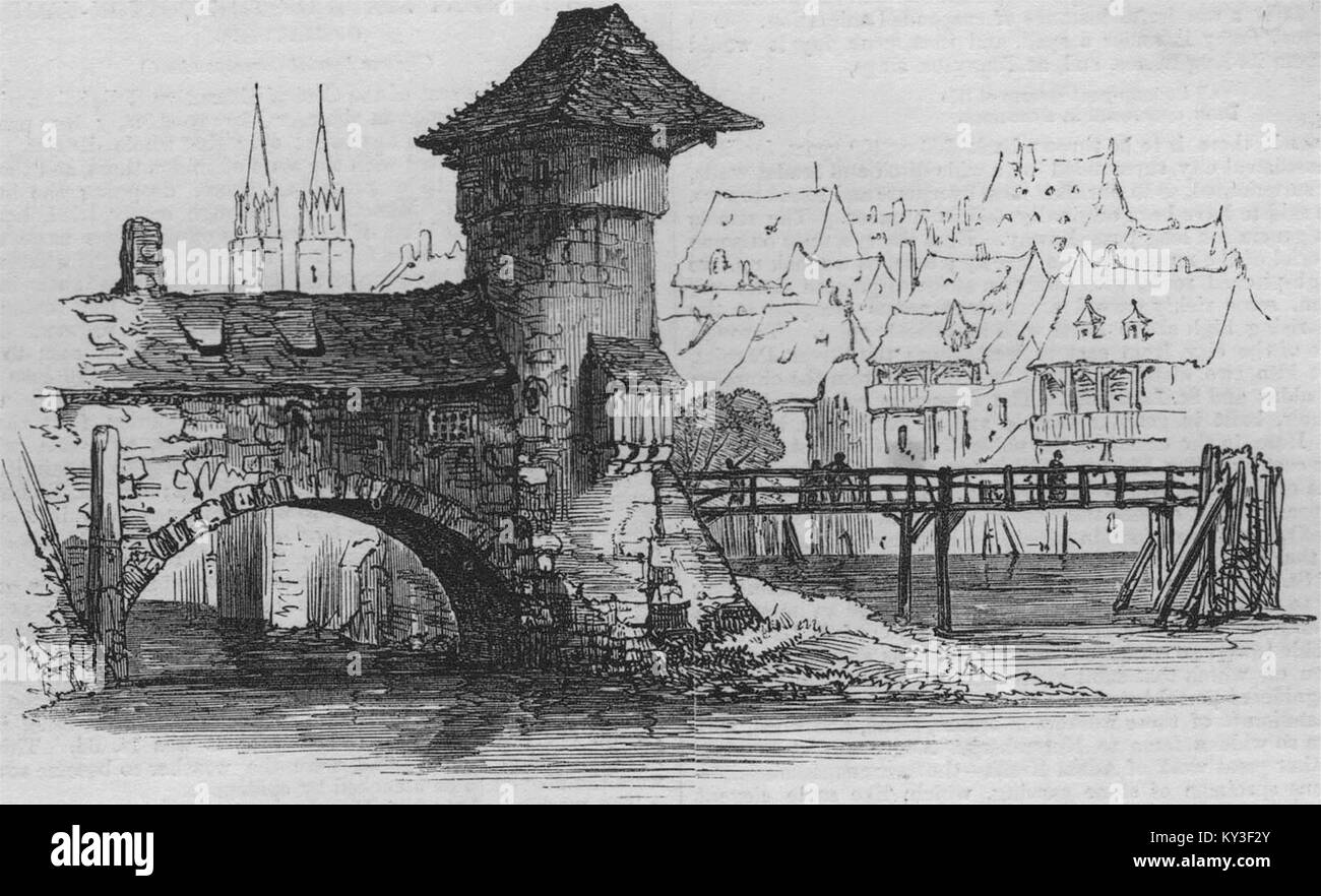 Old bridge, Nuremberg. Germany 1864. The Illustrated London News Stock ...