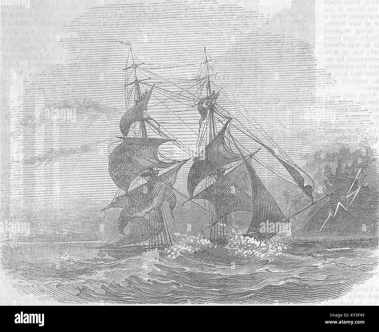 SHIPS Flying Fish shortening sail-Tornado, Daybreak 1846. Illustrated ...