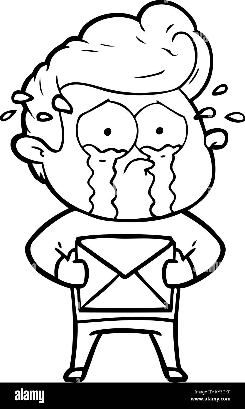 cartoon crying man receiving letter Stock Vector Image & Art - Alamy