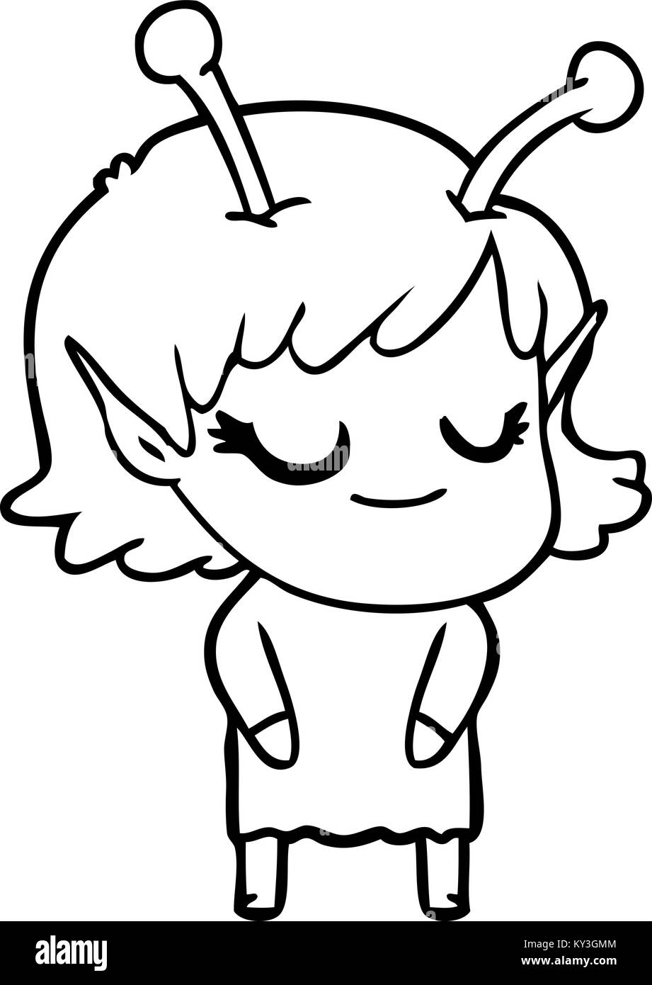 smiling alien girl cartoon Stock Vector Image & Art - Alamy